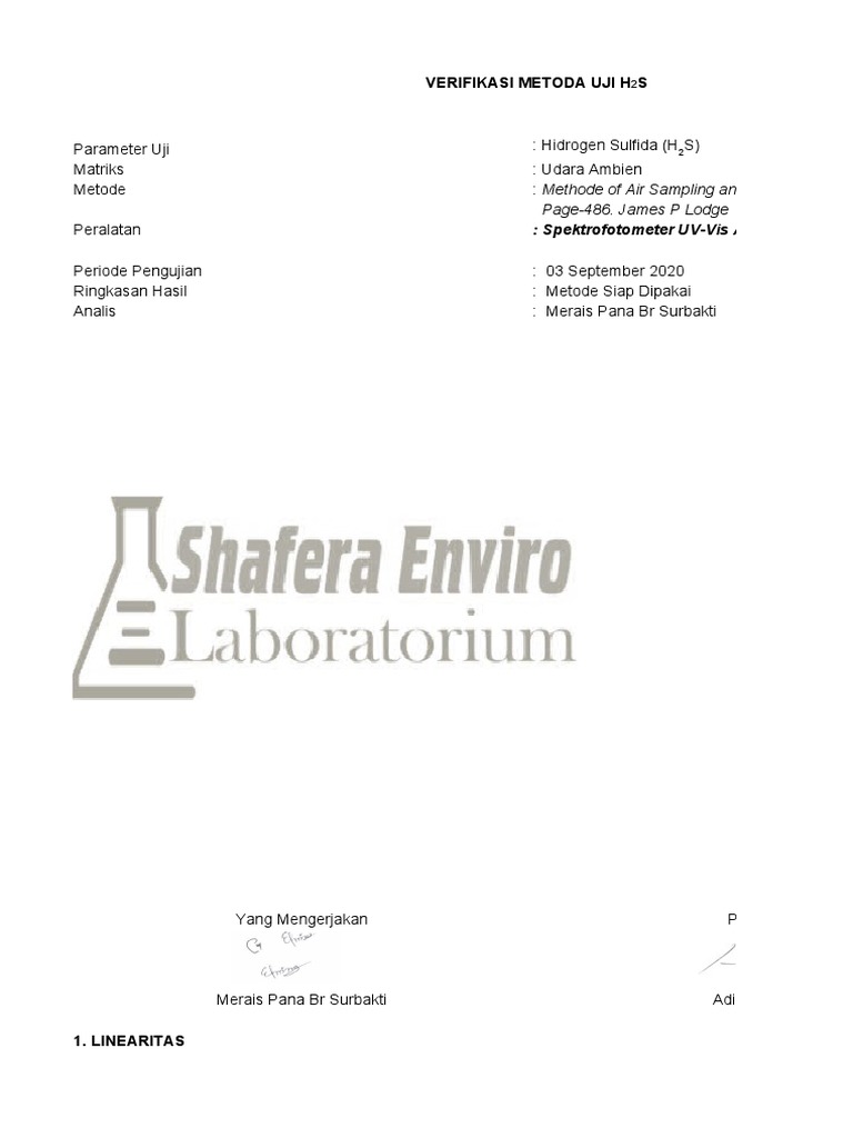 Verifikasi Uji H2S | PDF