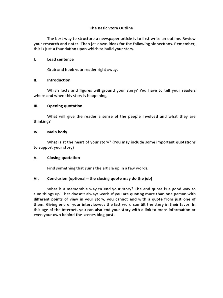 The Basic Story Outline | PDF | Language Arts & Discipline | General ...