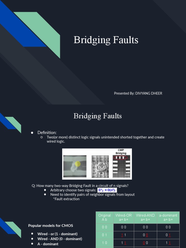 Bridging Fault Model Presentation | PDF | Electrical Engineering ...