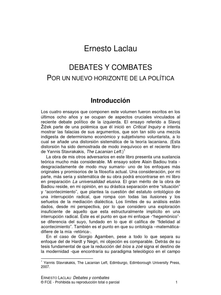 Debaste y Combates Laclau | PDF