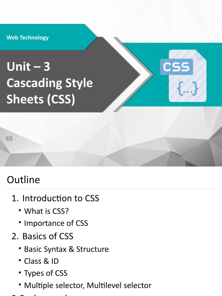 Unit - 3 Cascading Style Sheets (CSS) : Web Technology | PDF | Html | Computer File Formats