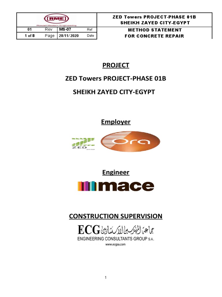 Method of Statement For Concrete Repair | PDF | Concrete ...