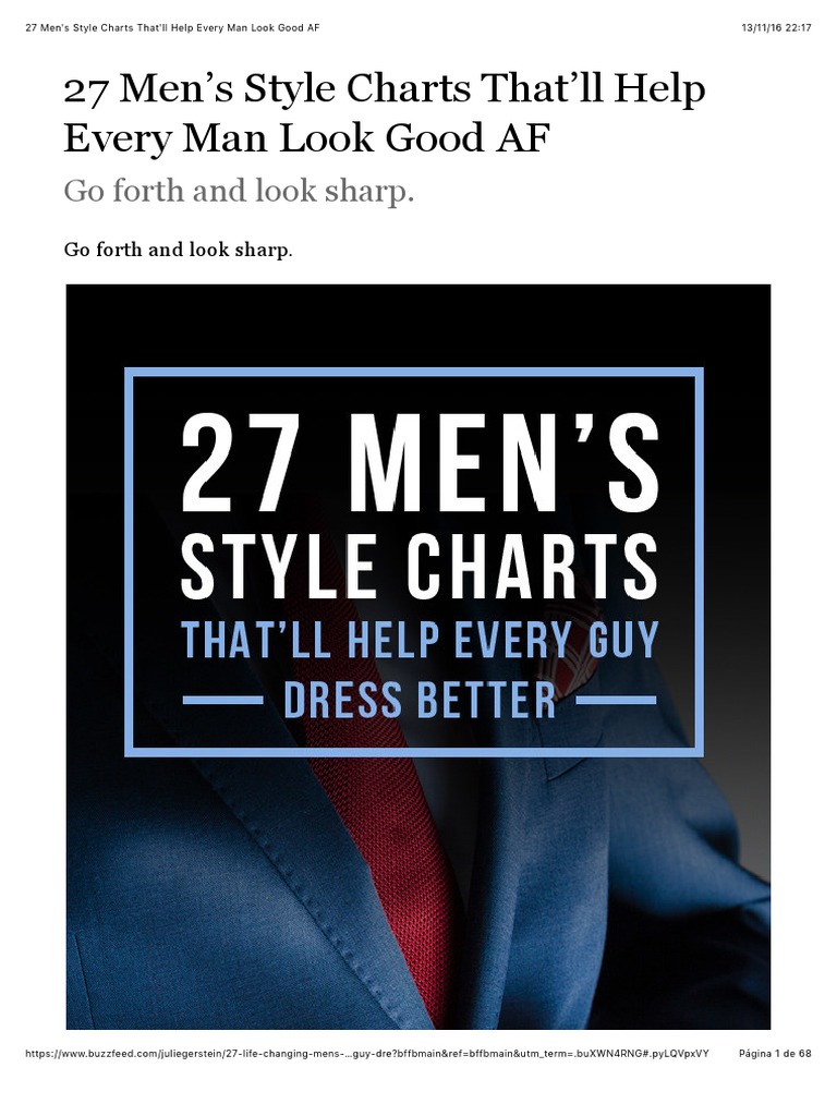 27 Mens Style Charts Thatll Help Every Man Look Good Af Pdf