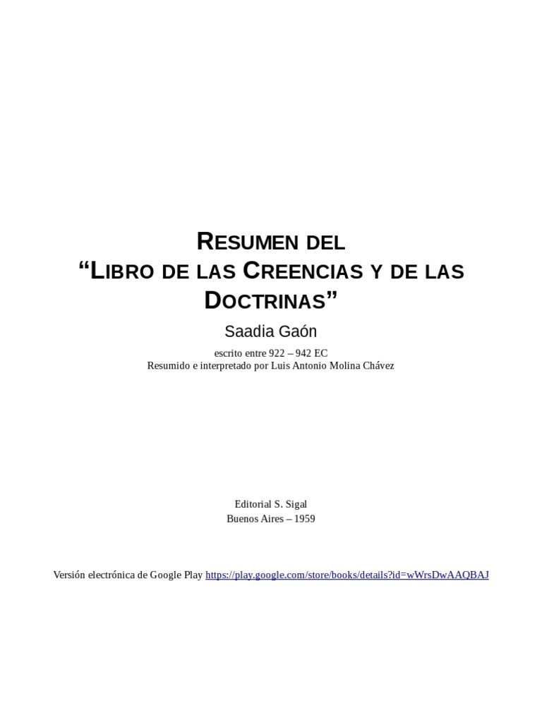 Resumen Libro Creencias y Doctrinas | PDF | Dios | Omnipotencia