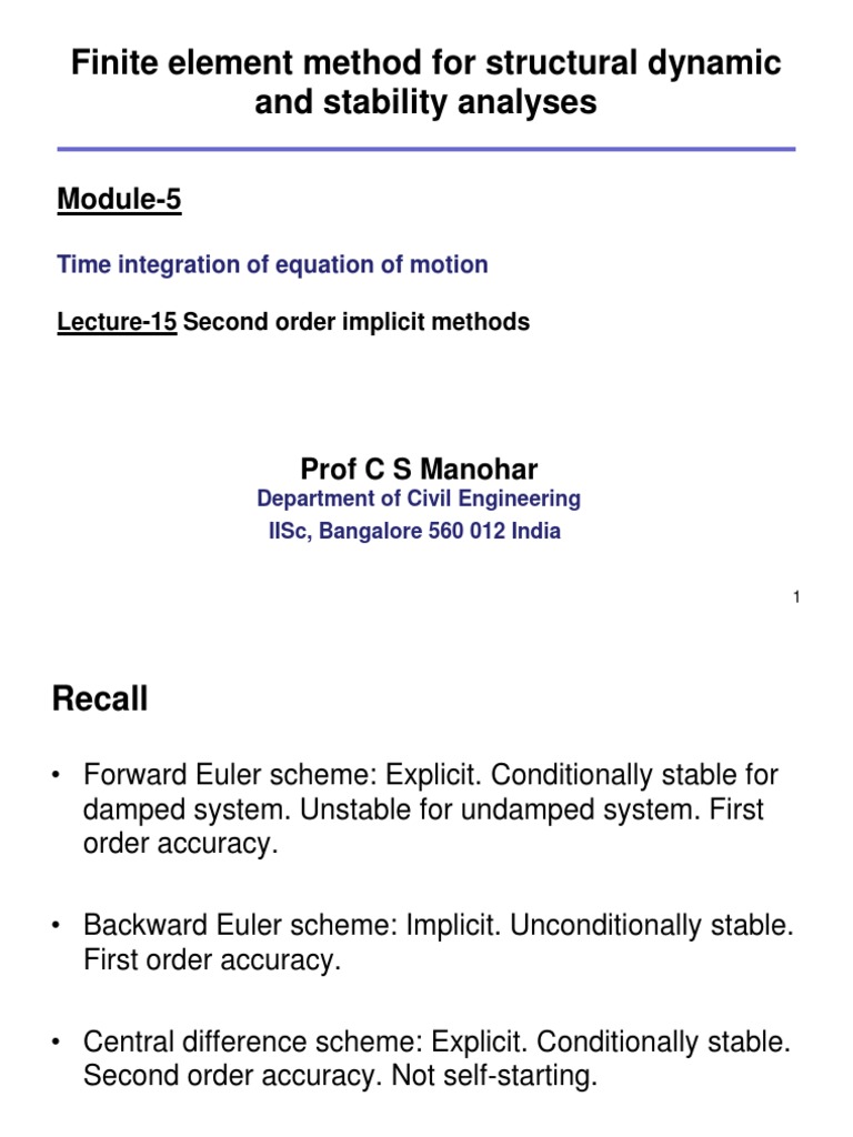Finite Element Method For Structural Dynamic and Stability Analyses | Download Free PDF ...
