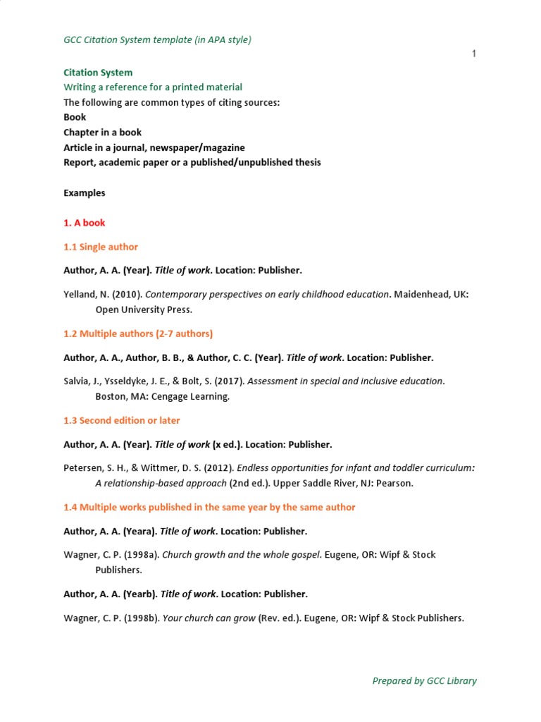 Citation Template in Student Handbook 1 | PDF | Apa Style