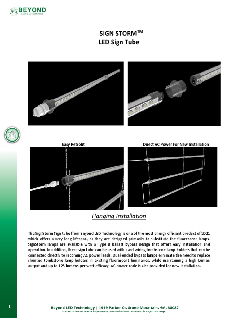 LED Sign Storm Tube | PDF | Fluorescent Lamp | Electrical Wiring
