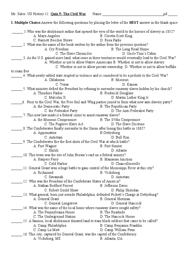Assessing Student Knowledge of Key Events, Figures, and Outcomes of the ...