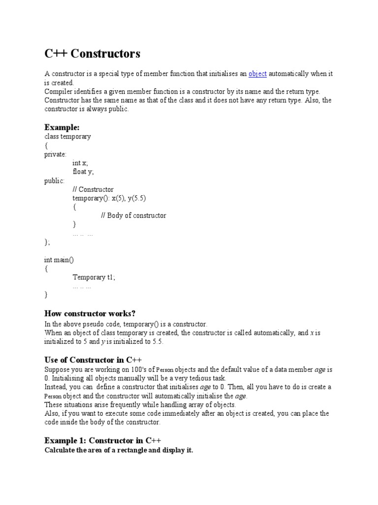 C Constructors Example Pdf Programming Constructor Object Oriented Programming
