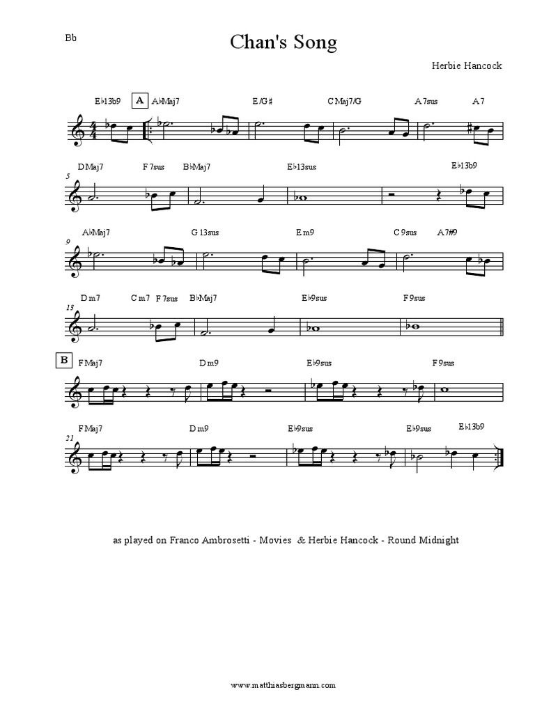 Chans Song C Bb Eb Herbie Hancock Pdf