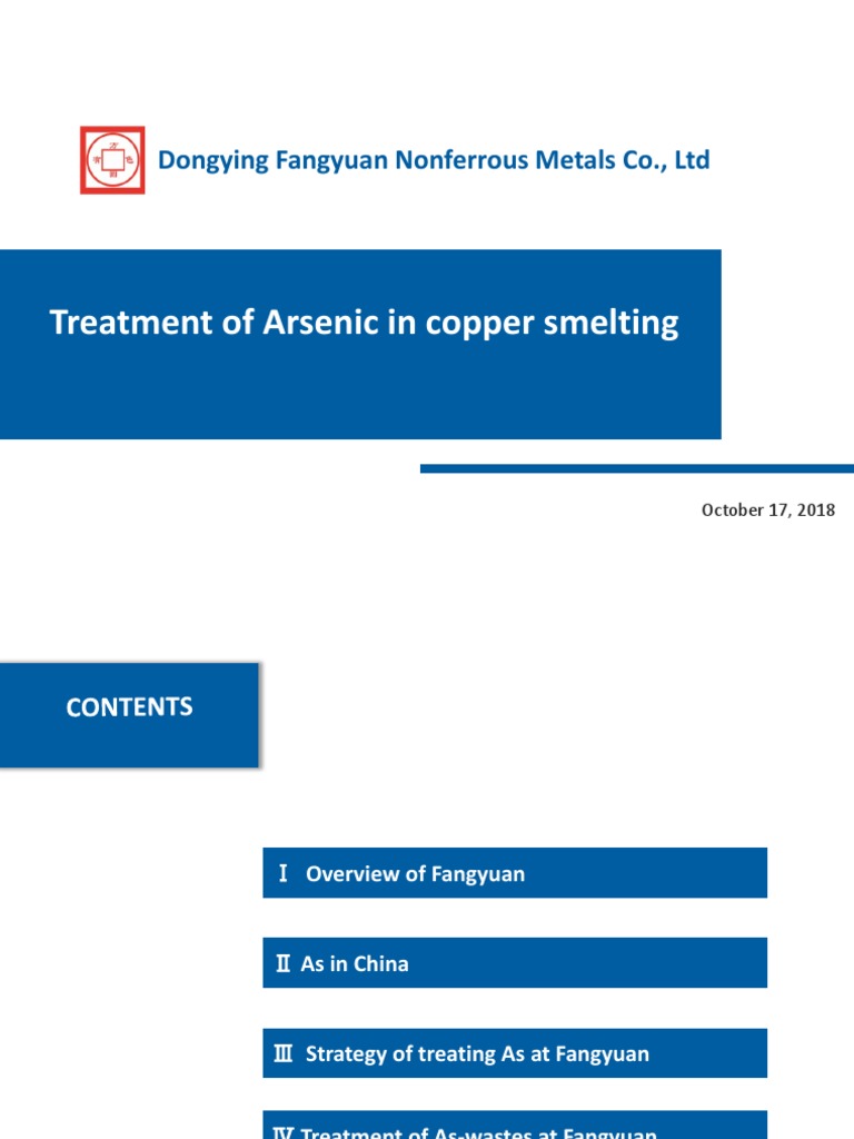 Treatment of Arsenic in Copper Smelting | PDF | Smelting | Arsenic