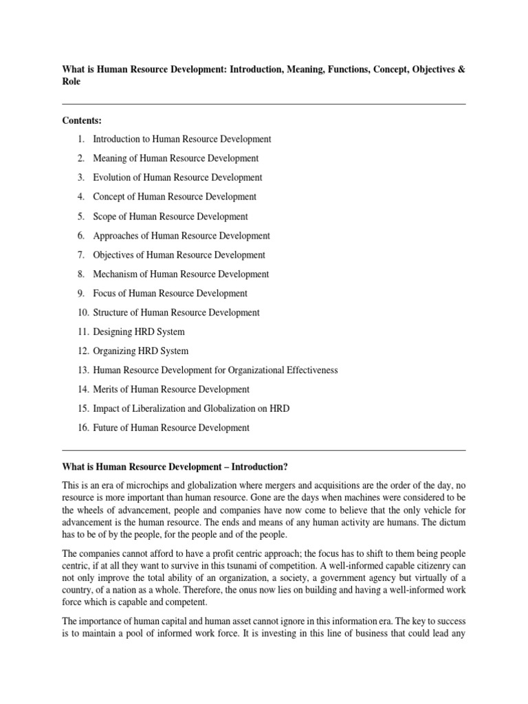 What Is Human Resource Development: Introduction, Meaning, Functions ...
