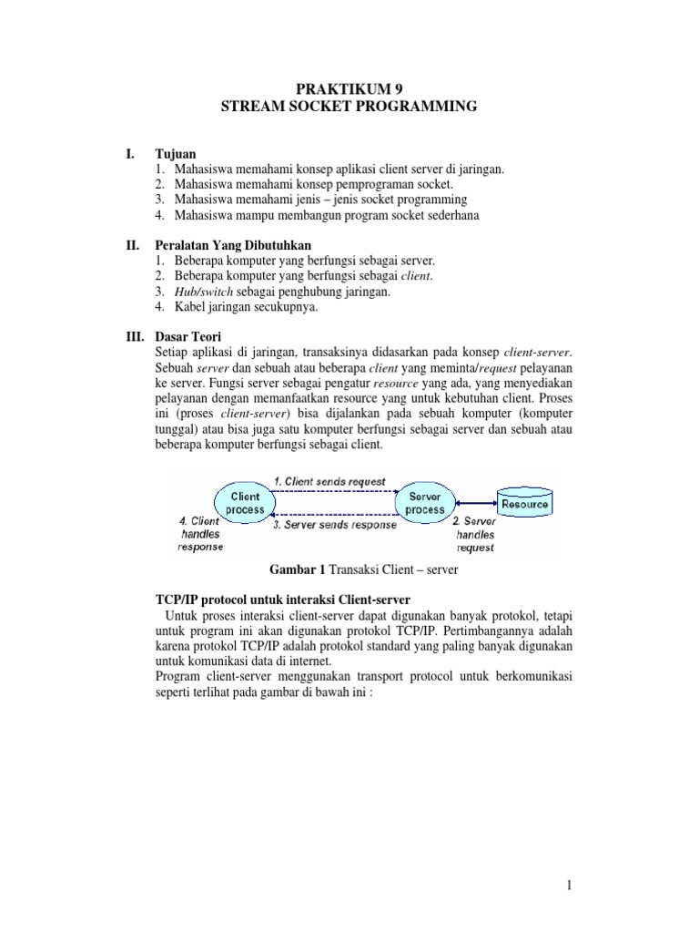 Prakt Modul 9 Stream Socket Programming | PDF Prakt Modul 9 Stream Socket Programming | PDF