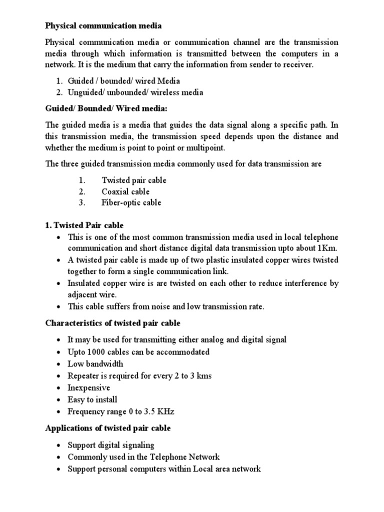 Guided vs Unguided Media in Networks | PDF | Osi Model | Transmission ...