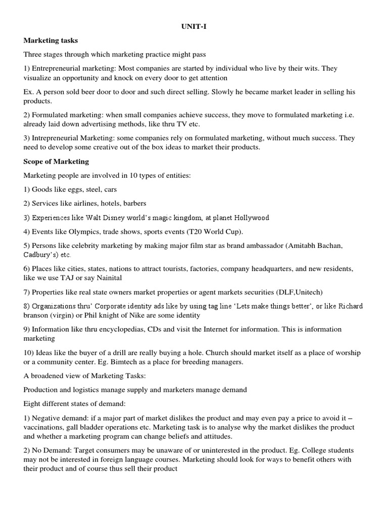 Marketing Management Notes For All Units | PDF | Marketing | Swot Analysis