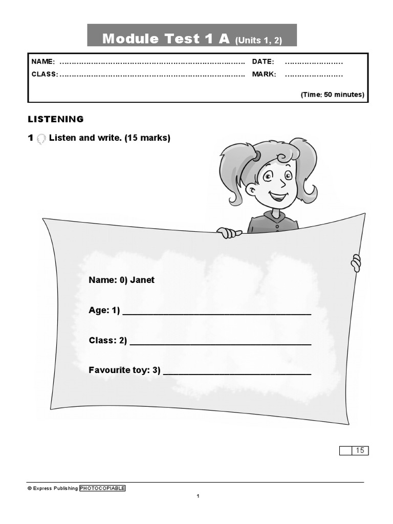 Smiles 3 Mod Test 1A | PDF | Stationery | Writing Implements