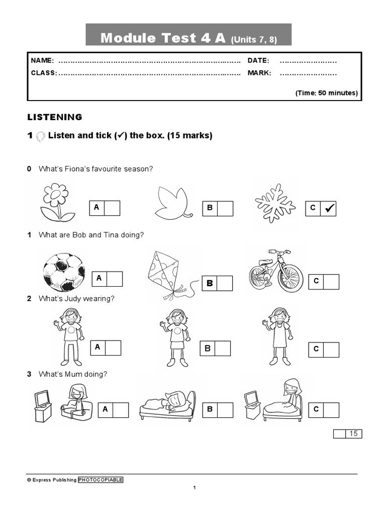 Smiles 3 Mod Test 4A | PDF