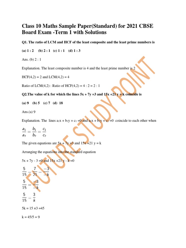 Class 10 Maths Sample Paper Converted 1 | PDF | Area | Triangle