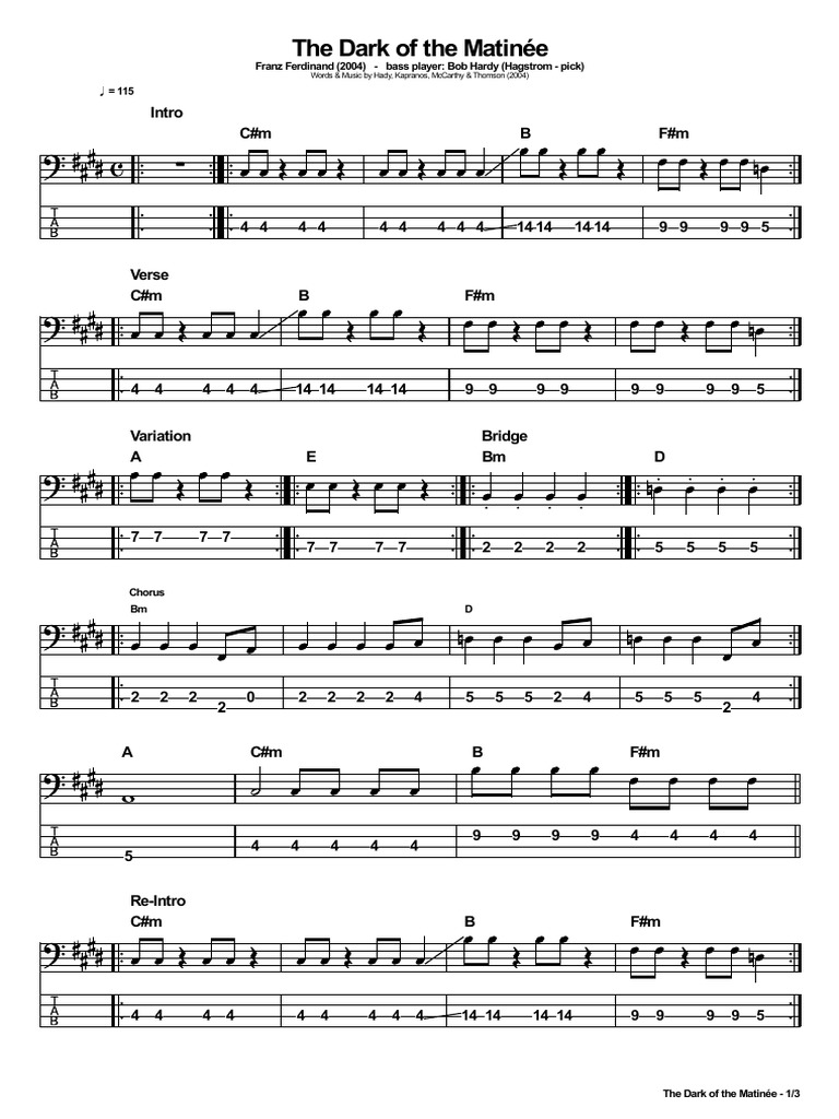 Dark of The Matinée (The) TAB+SHEET | PDF | Songs | Musical Compositions