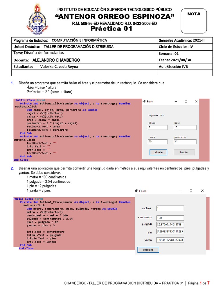 Practica 01 Taller de Programación Distribuida | PDF | Estaciones | Unidades de medida