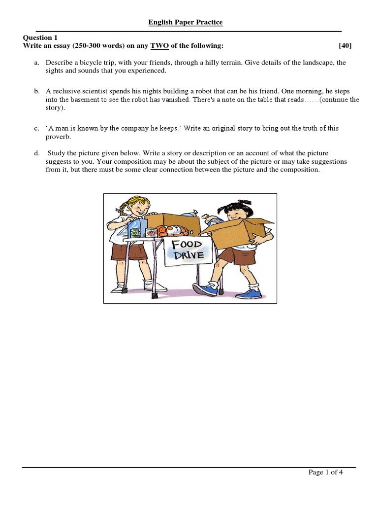STD 7-English Language - Practice Paper | PDF