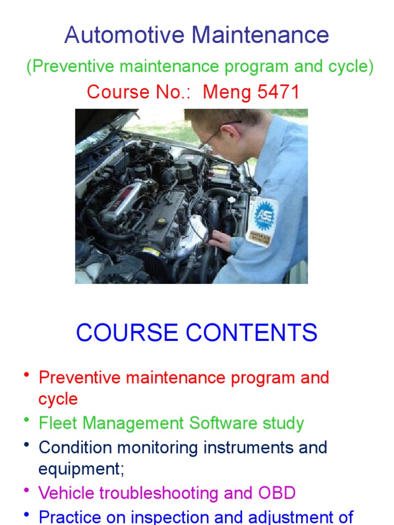 Automotive Maintenance: Course No.: Meng 5471 | PDF | Vehicles ...