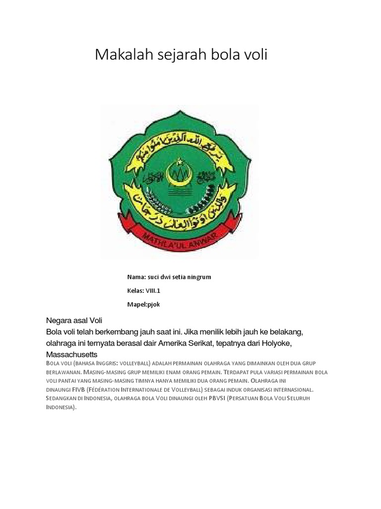 Makalah Sejarah Bola Voli | PDF