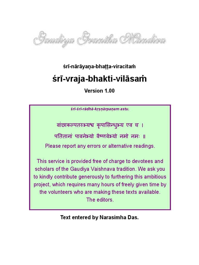 Vraja-Bhakti-Vilasa - Narayana Bhatta | PDF | Religious Behaviour And ...