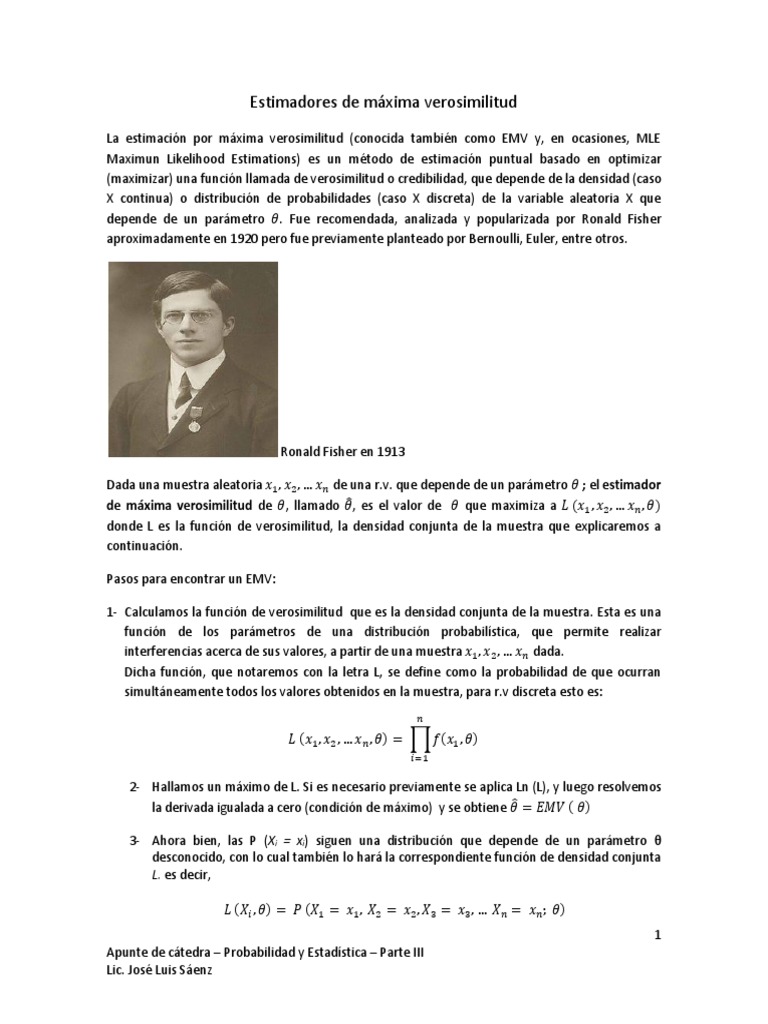 3-Estimadores de Máxima Verosimilitud | PDF | Matemáticas | Teoría estadística