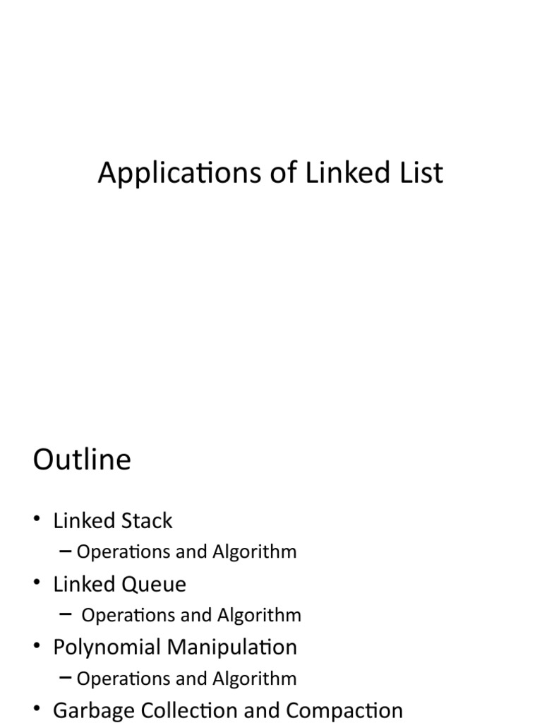 Applications Of Linked List 2 Pdf Queue Abstract Data Type Pointer Computer Programming