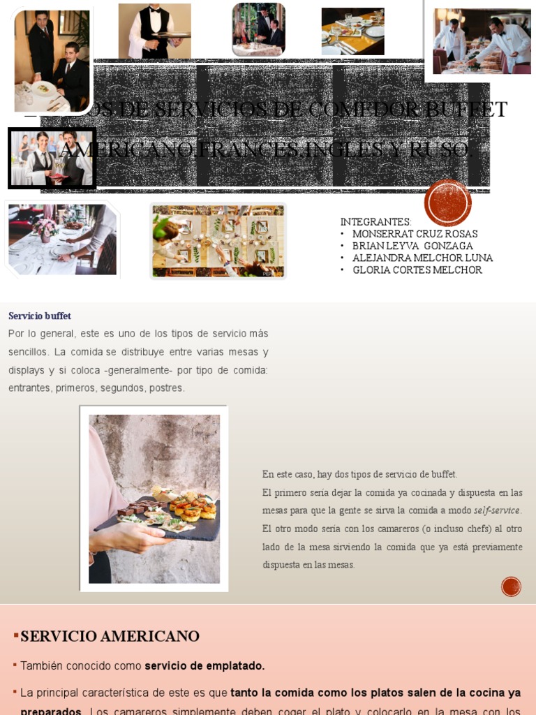 Estilos de Servicios de Comedor Buffet Americano, Frances, Ingles y ...