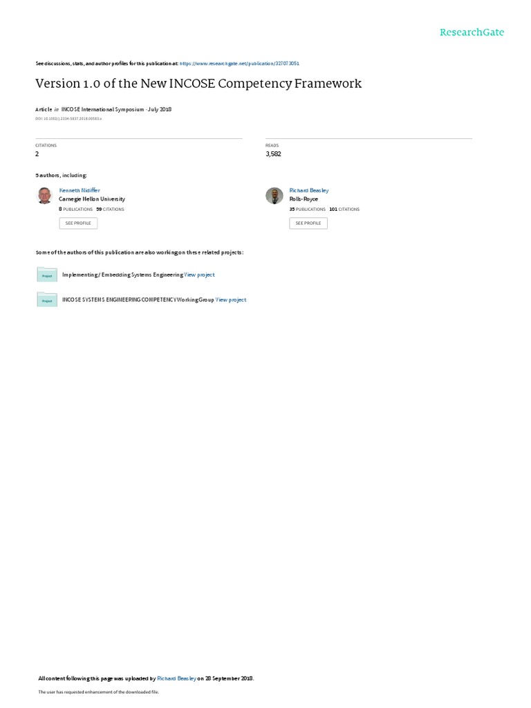 Version 1.0 of The New INCOSE Competency Framework: INCOSE ...
