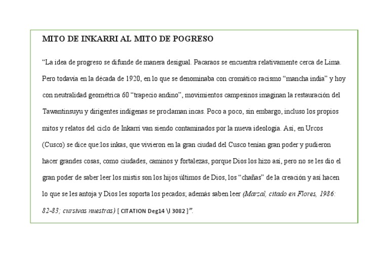Mito de Inkarri y Progreso Social | PDF | Historia