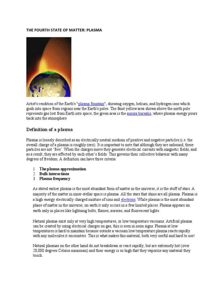 Understanding Plasma: The Fourth State | PDF | Plasma (Physics) | Matter