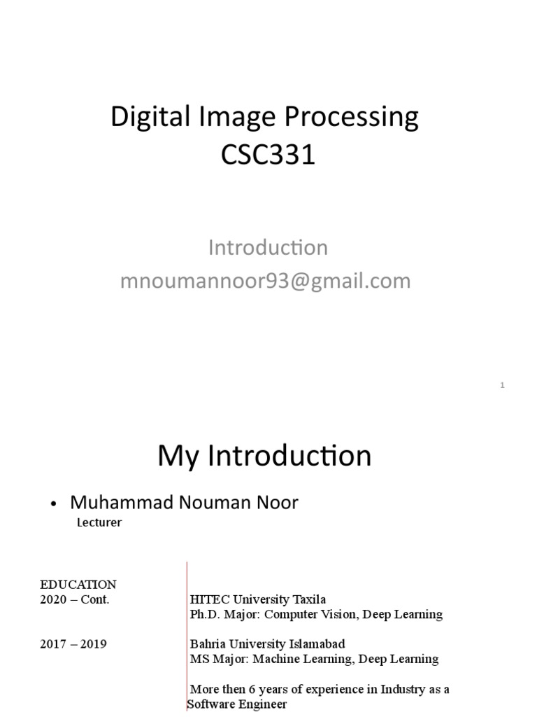 Lecture 1 Introduction To Digital Image Processing | PDF | Data ...