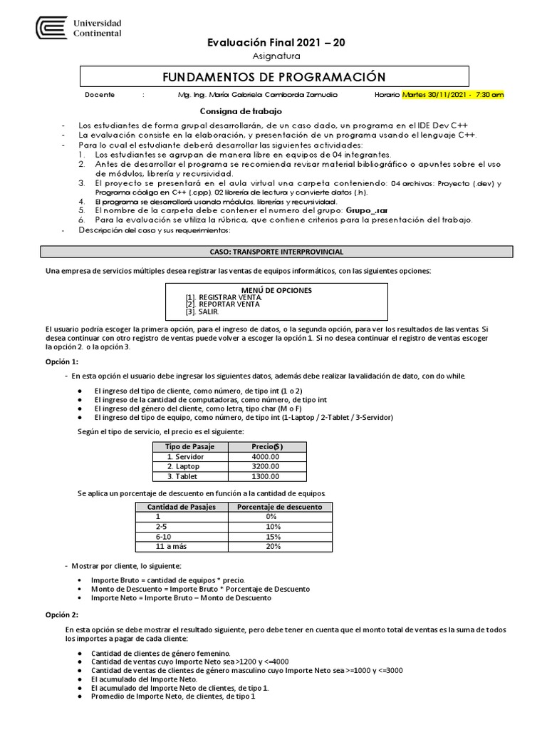 Semana 16 Ex FINAL - MGCZ | PDF | Programación de computadoras | Tecnologías de la información