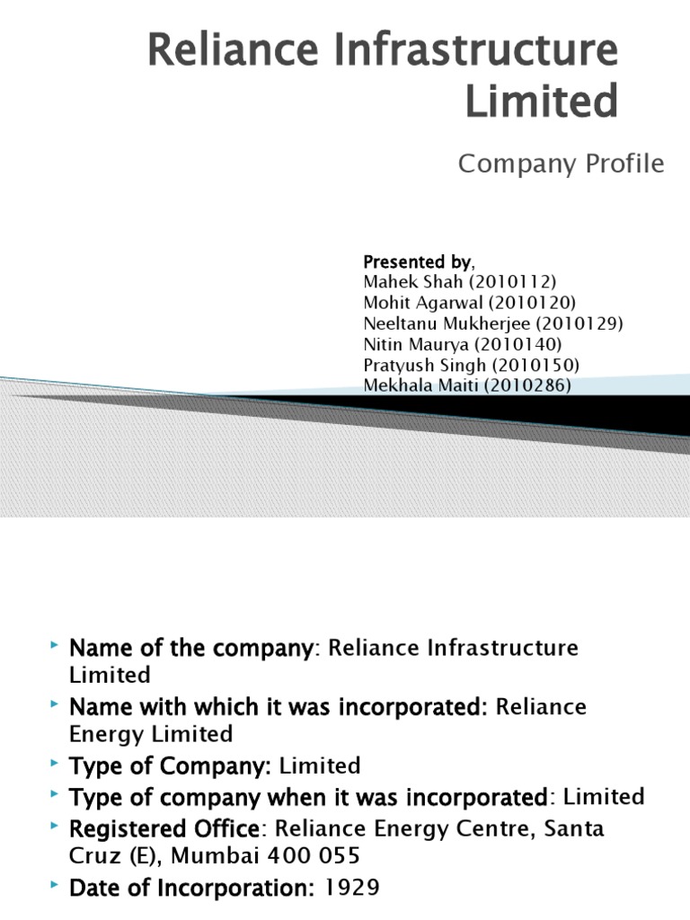 Reliance Infrastructure Limited: Company Profile | PDF | Stocks ...