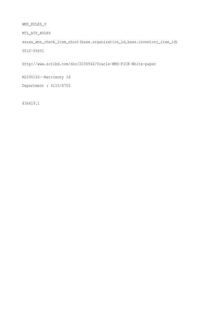 Oracle WMS Rules and Check Item Guide | PDF