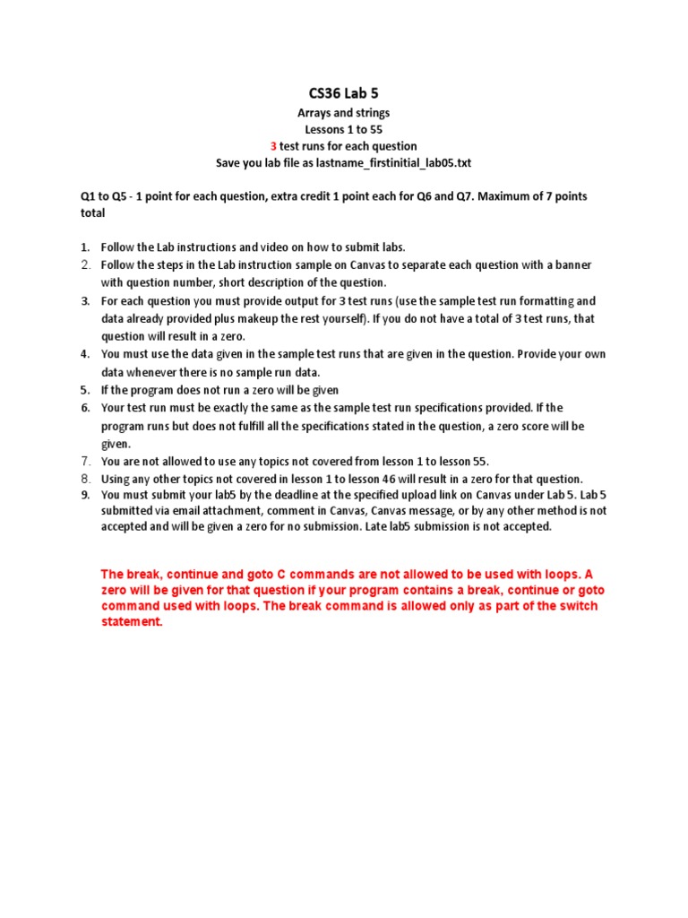 CS36 Lab 5 | PDF | Parameter (Computer Programming) | Subroutine