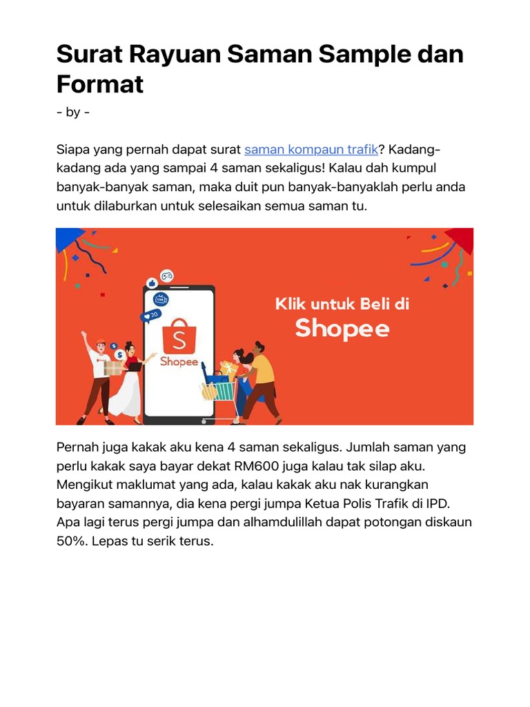 Surat Rayuan Saman Sample Dan Format - ERATUKU | PDF