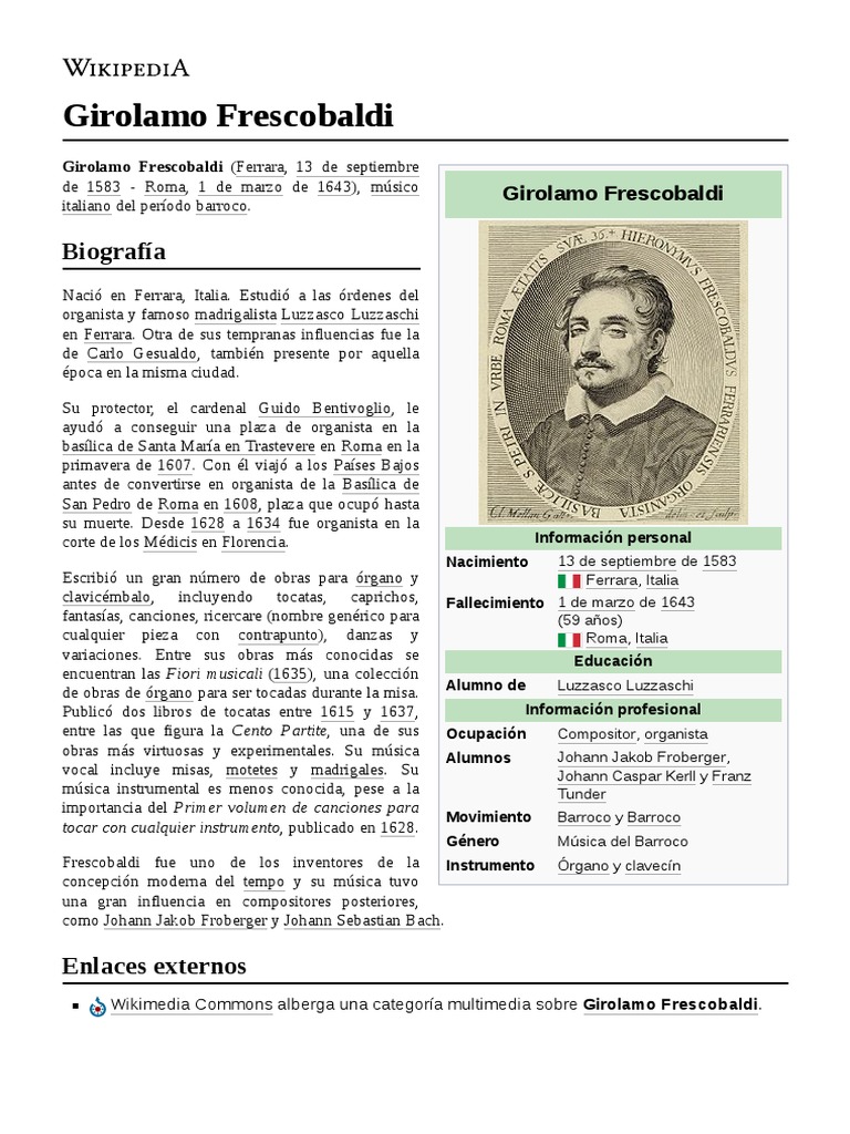 Girolamo Frescobaldi | PDF | Musica barroca | Periodo de práctica común