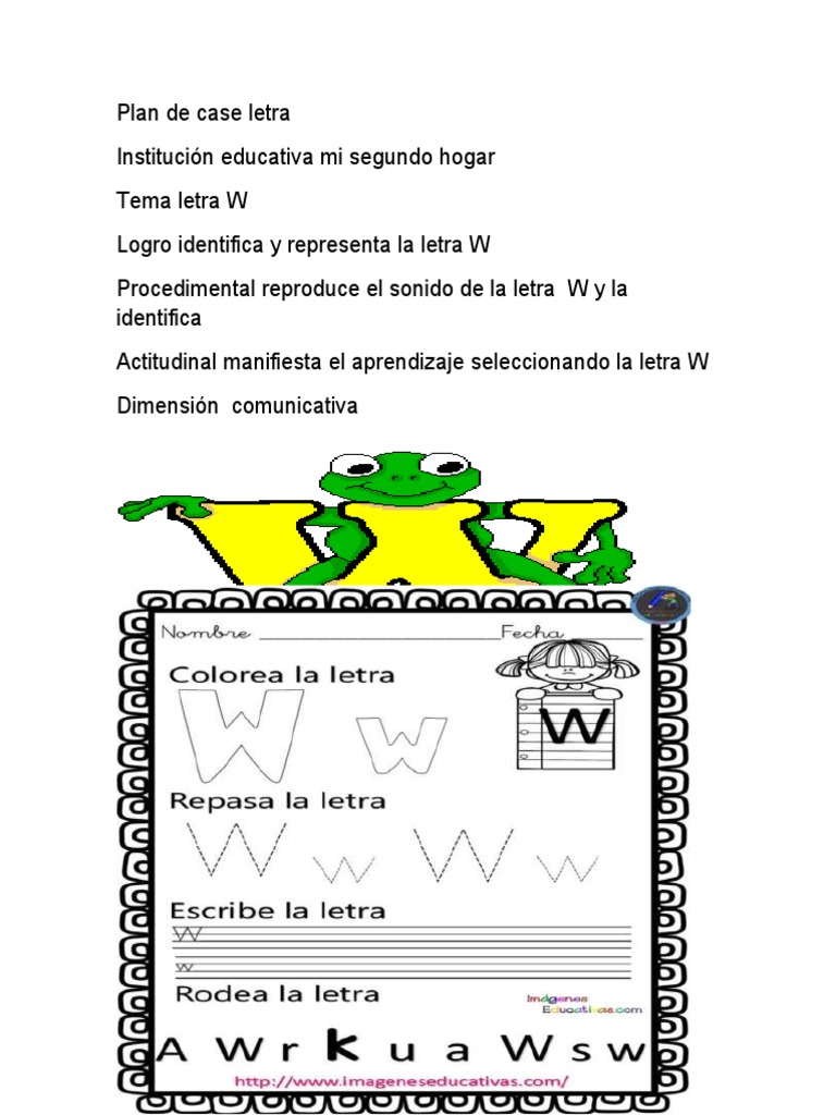 Plan de Clase Letra W | PDF