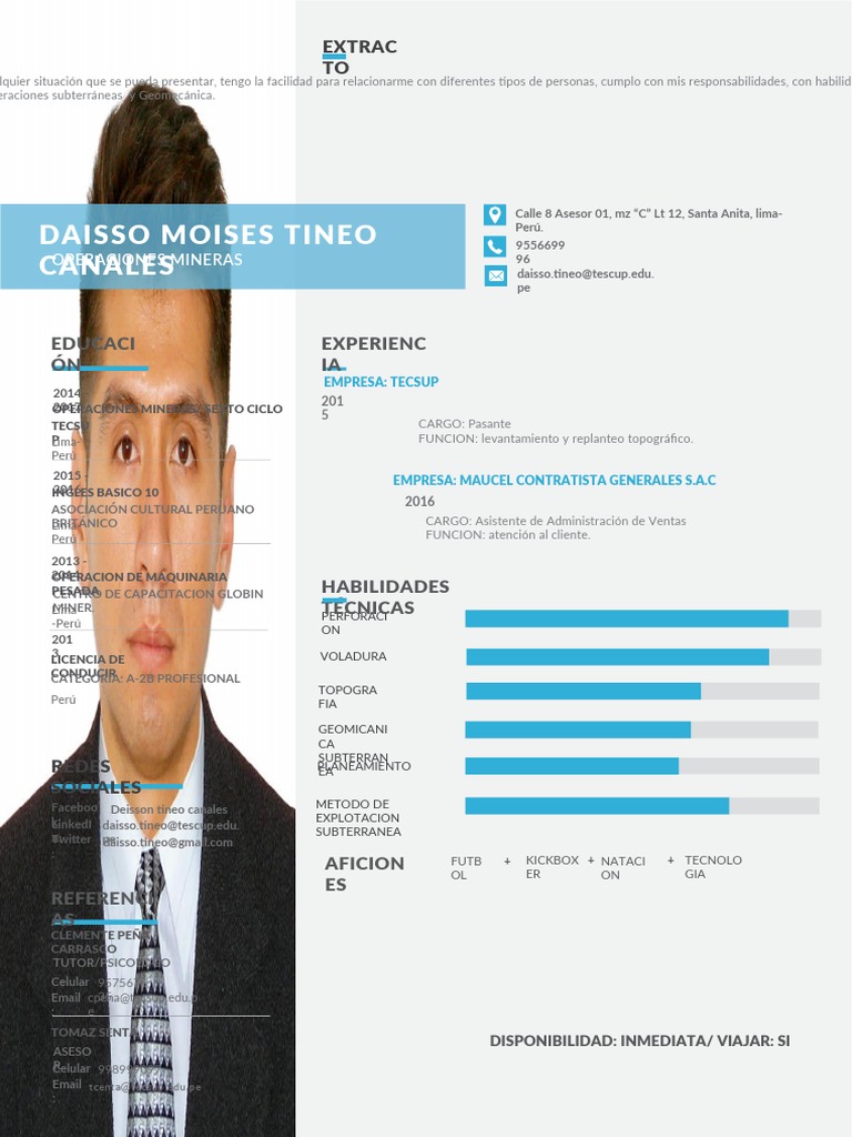 Curriculum Vitae DAISSO MOISES TINEO CANALES | PDF
