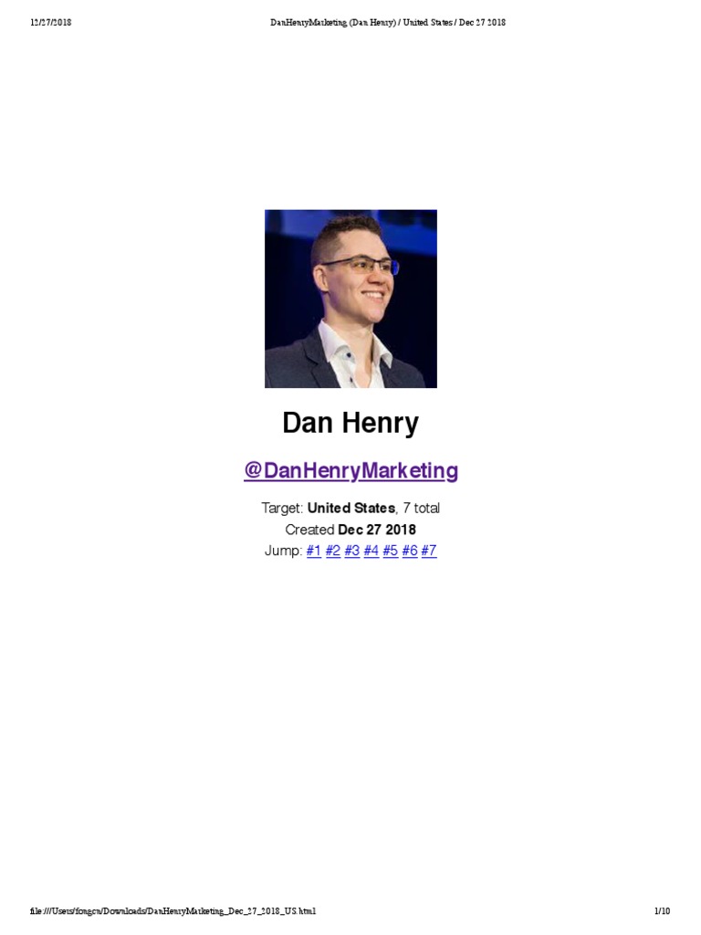 DanHenryMarketing (Dan Henry) - United States - Dec 27 2018 | PDF | Web ...