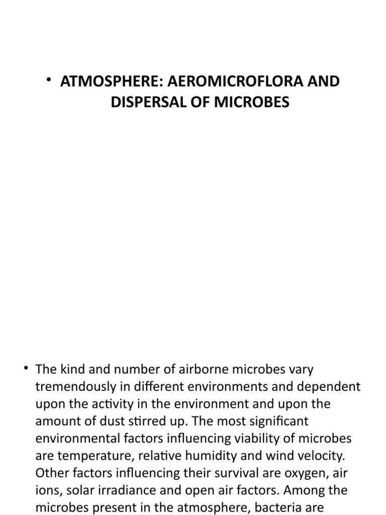 Atmosphere: Aeromicroflora And: Dispersal of Microbes | PDF ...