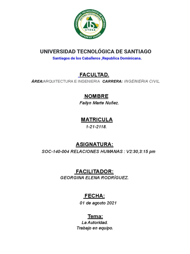 La Autoridad y Equipo de Trabajo | PDF | Cooperación | Conocimiento