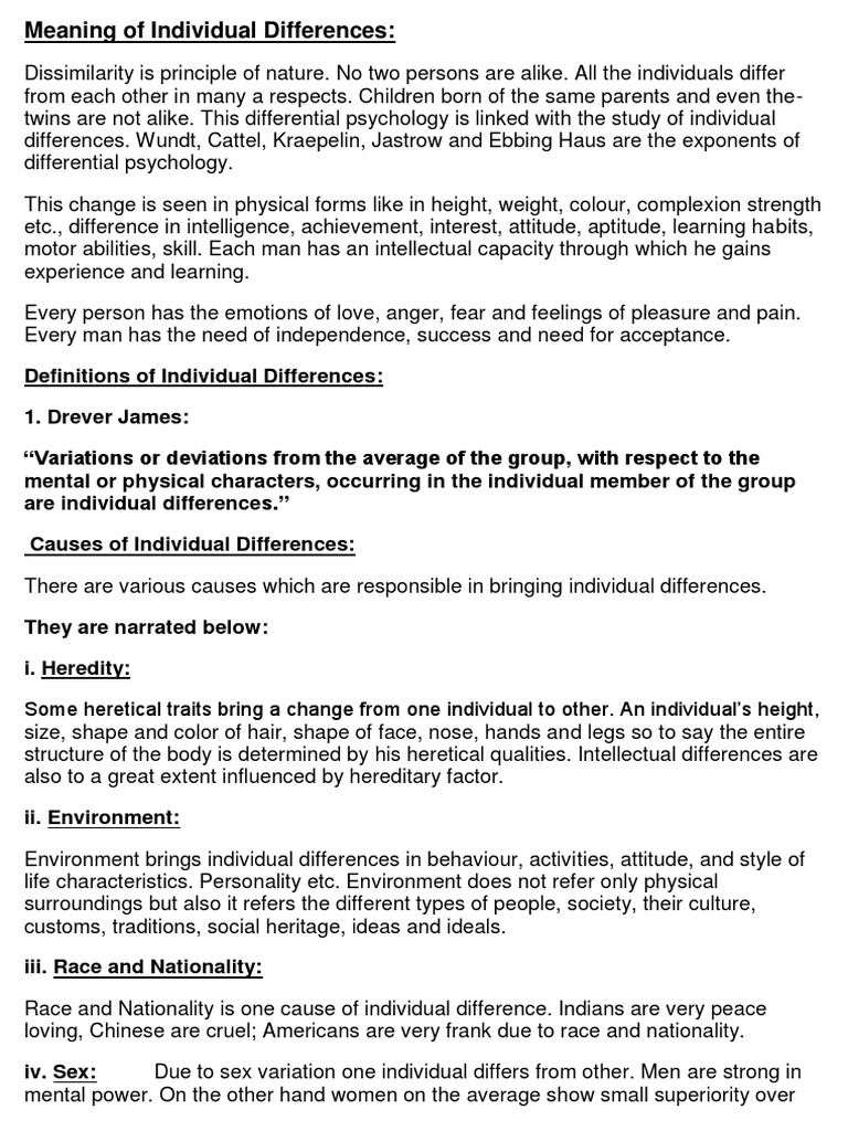 Individual Difference | PDF | Psychology | Educational Psychology