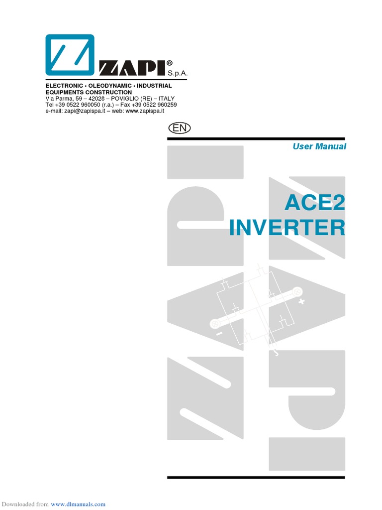 Zapi ACE2 User Manual | PDF | Power Inverter | Electromagnetic ...