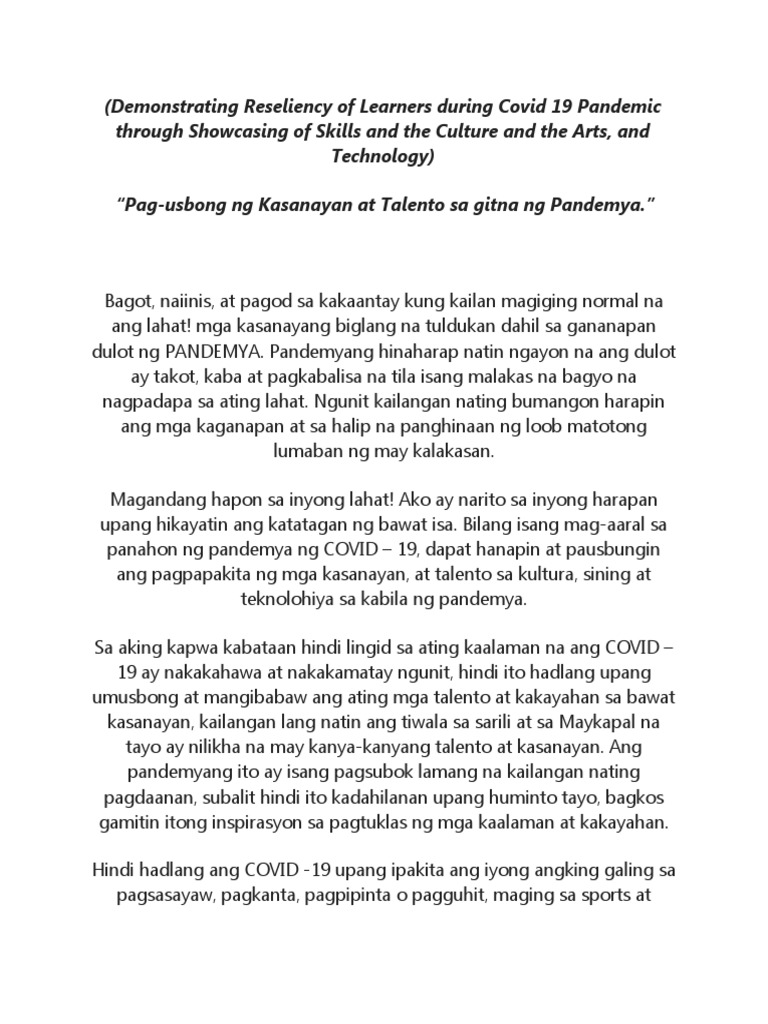 Talumpati para Sa Pandemya | PDF