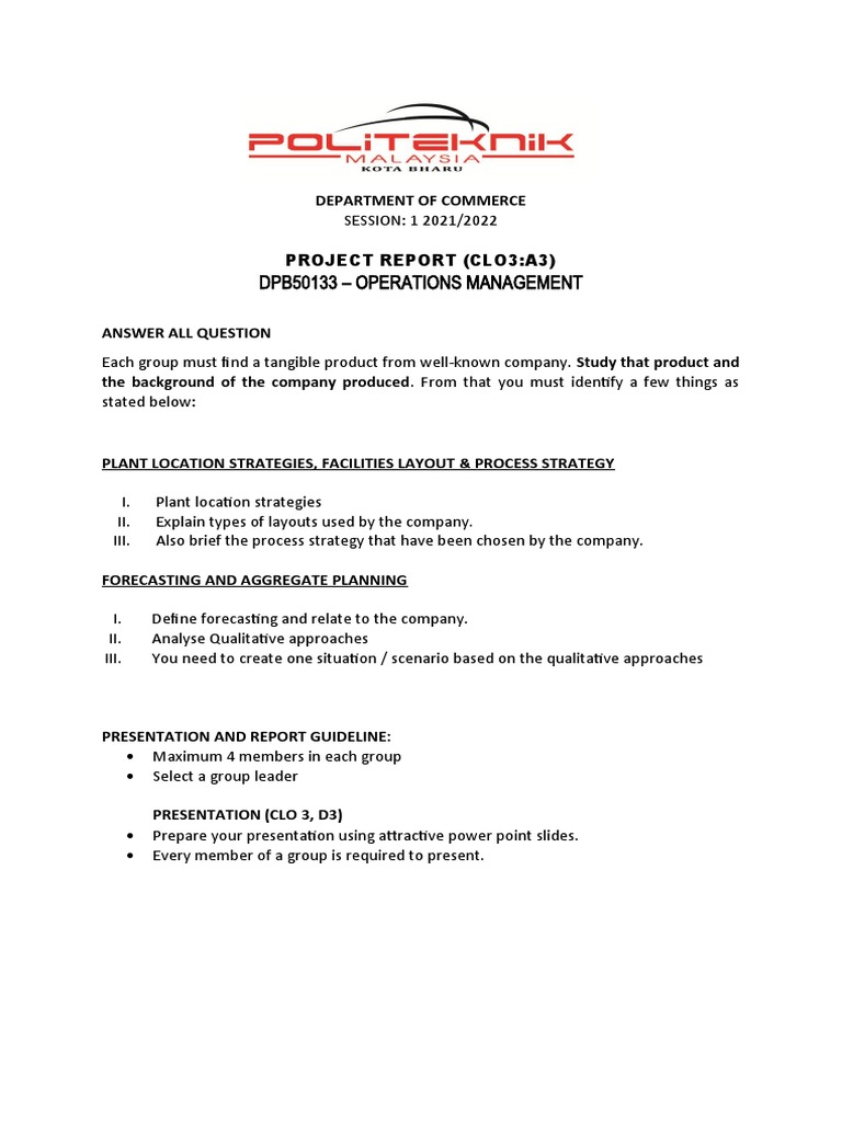 Operations Management Project Report | PDF